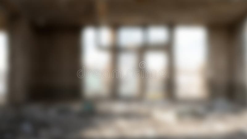 Blurry View of Sunlit Abandoned Building Interior Stock Illustration ...
