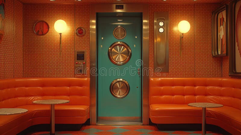 Bold Colors and Geometric Patterns Define Mid Century Elevator Located ...