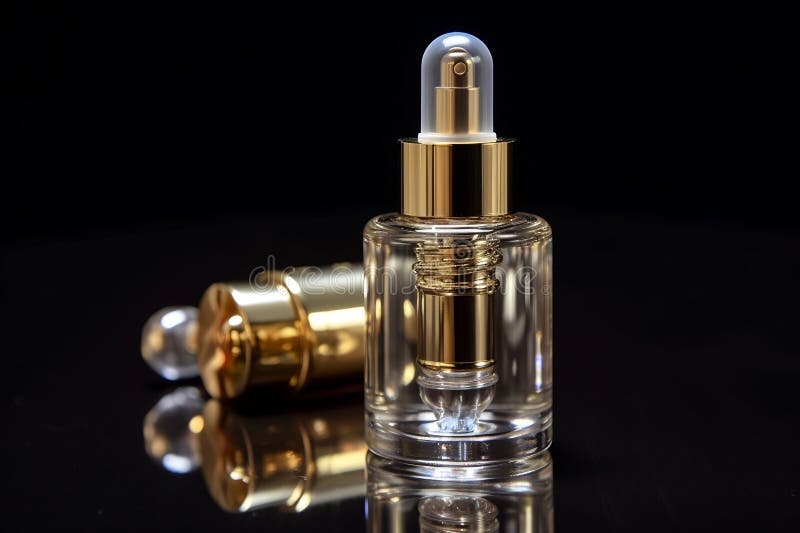 Bottle of Perfume on Mirror Table Stock Photo - Image of transparent ...