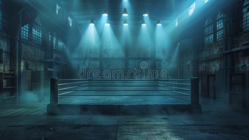 Boxing Ring Sits in the Center of a Large Loft Space, Illuminated by ...