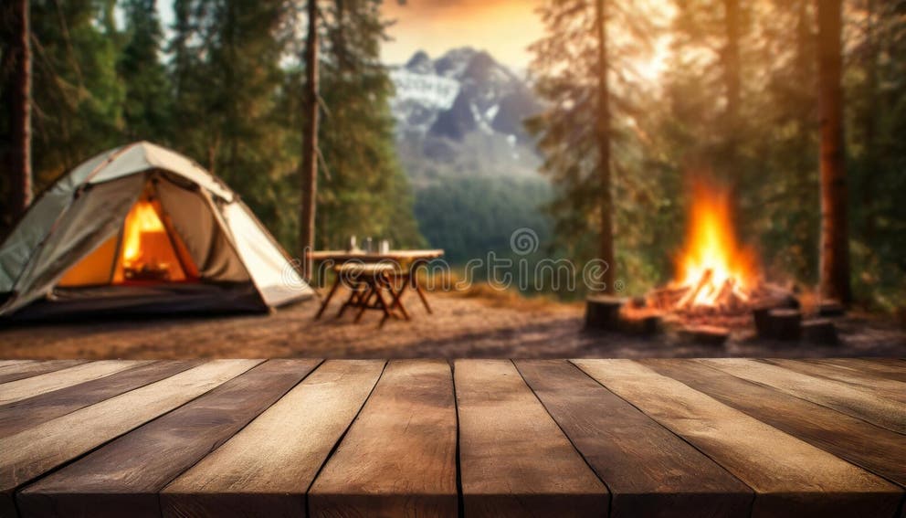 Camping Tabletop with Empty Table - a Scene Featuring a Tabletop with ...
