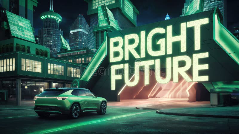 A Car is Driving through a Tunnel with the Words Bright Future, AI ...
