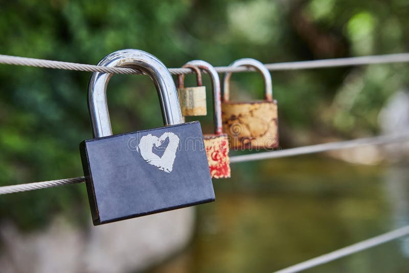 Castles Symbolize Unity and Love Forever. Locks Hang on Fence Ropes in ...