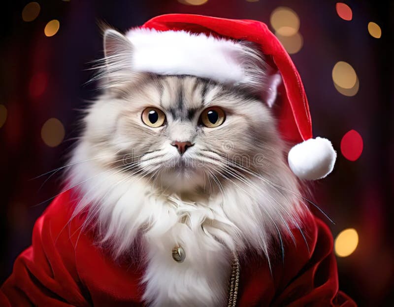 A Cat in a Santa Claus Suit at 11-10-2024 Stock Illustration ...