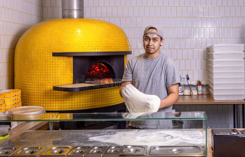 Chef Preparing Pizza Dough. the Process of Making Pizza Stock Photo ...