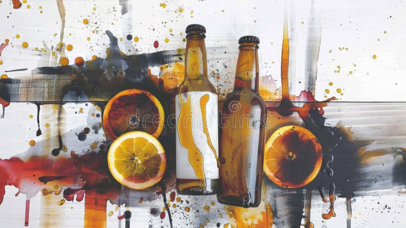 A Chilled Bottle of Orange-flavored Beer Next To a Sliced Orange Stock ...