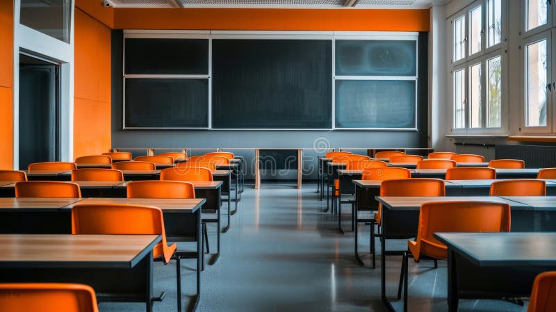 Classic University Lecture Hall with Chalkboard Stock Photo - Image of ...
