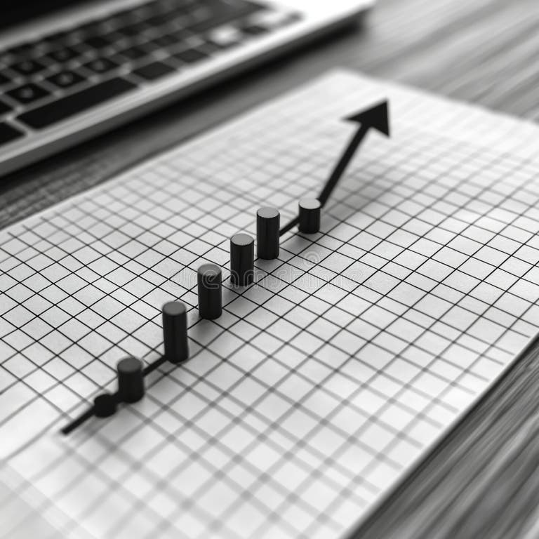 A Clean Minimalist Progress Graph Features a Bold Black Upward Arrow on ...