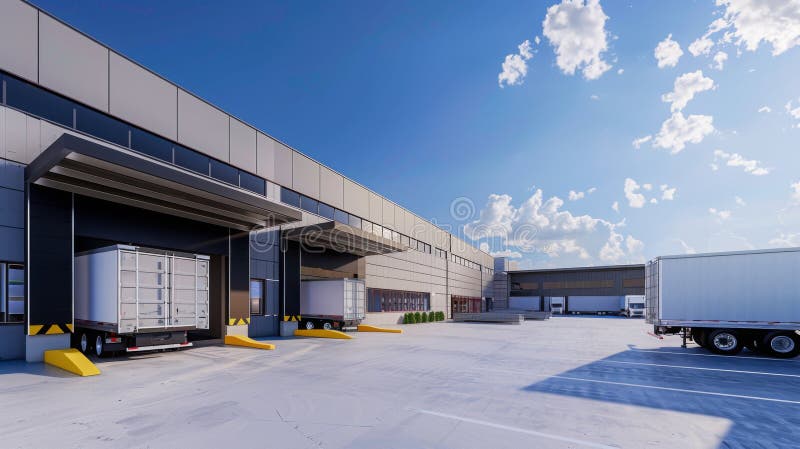 Sunny Day at Industrial Loading Dock Facility Stock Photo - Image of ...