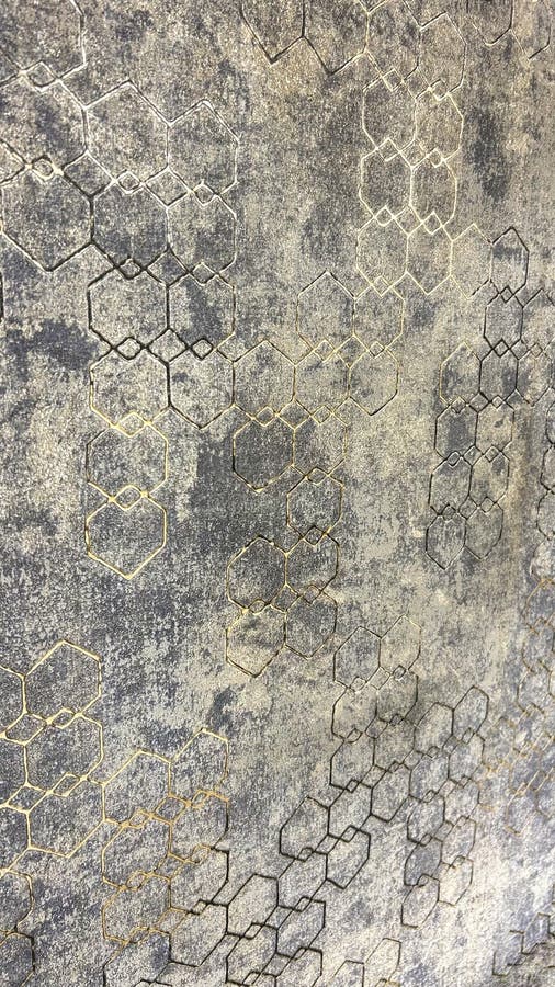 Close-up of an Abstract Textured Surface Featuring Gold Hexagonal ...