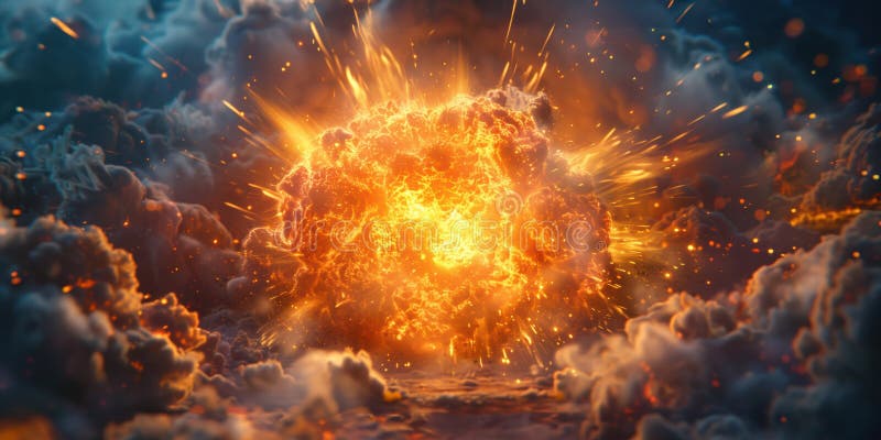 A Close-up of an Explosion or Gaseous Ball of Fire. the Starting of a Star Stock Illustration ...