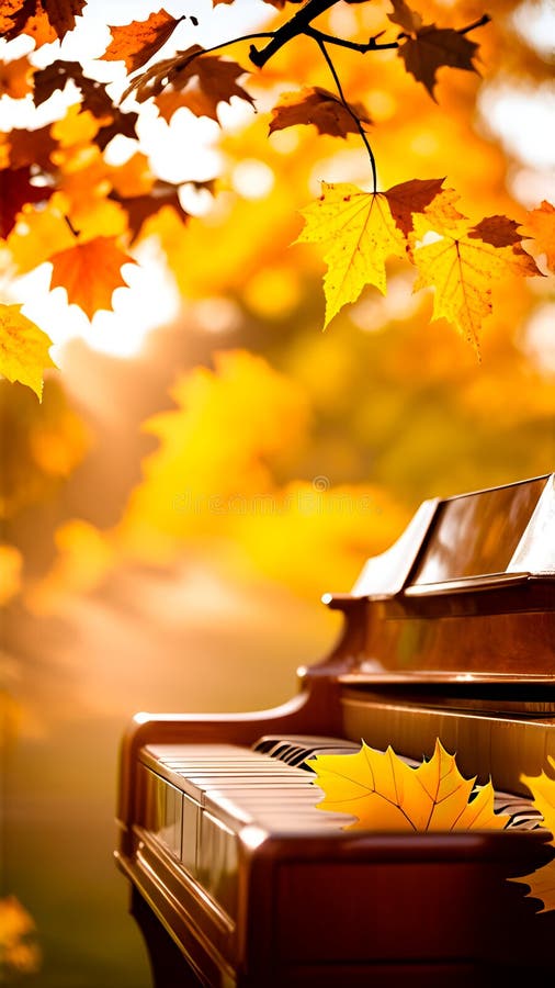 Close-up of Grand Piano in Fall Leaves. Music Day Stock Photo - Image ...