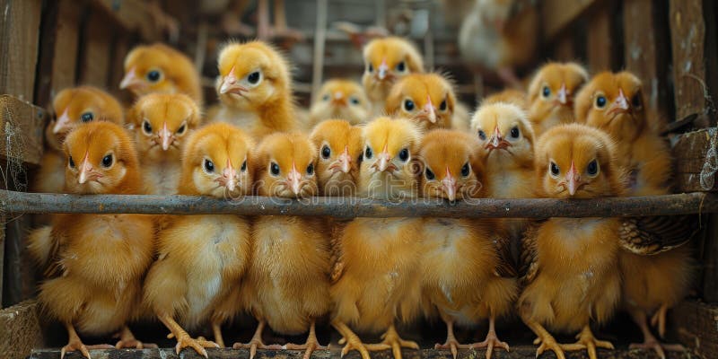 A Close-up of a Group of Baby Chicks in a Cage. Created by Generative ...