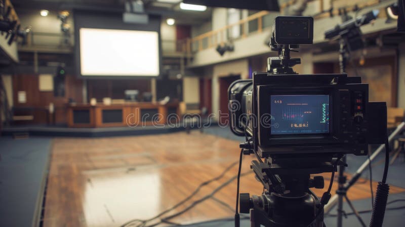 Professional Video Camera Filming in Studio Stock Image - Image of ...