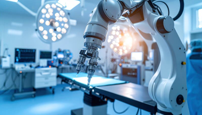 Close-up of Surgical Robot Tool with Glowing Lights in Sterile Lab. Stock Illustration ...