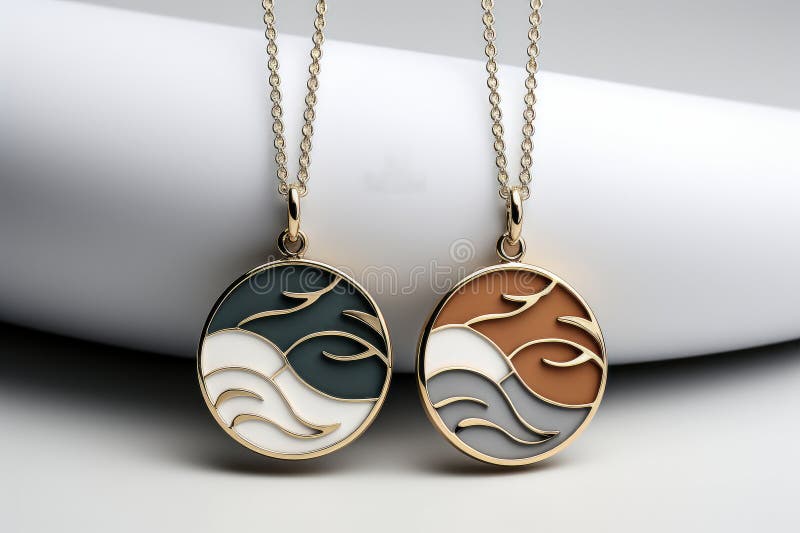 Two Round Pendants with Abstract Wave Designs Stock Illustration ...
