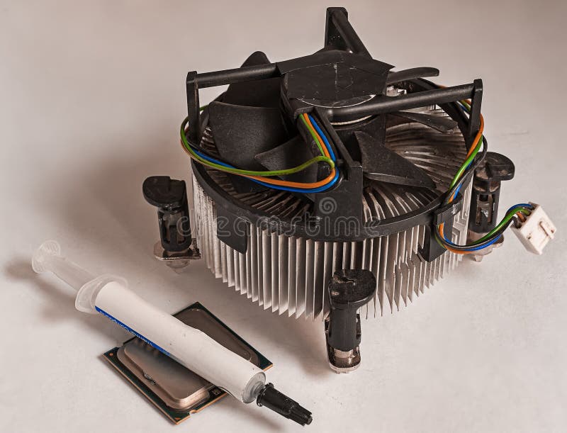 Close-up View of a CPU CPU Heatsink and Thermal Paste. Stock ...