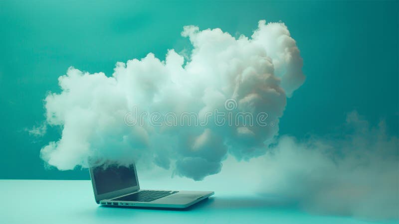Cloud Over Laptop Computer. Overheating Smoke, Cloud Storage Stock ...