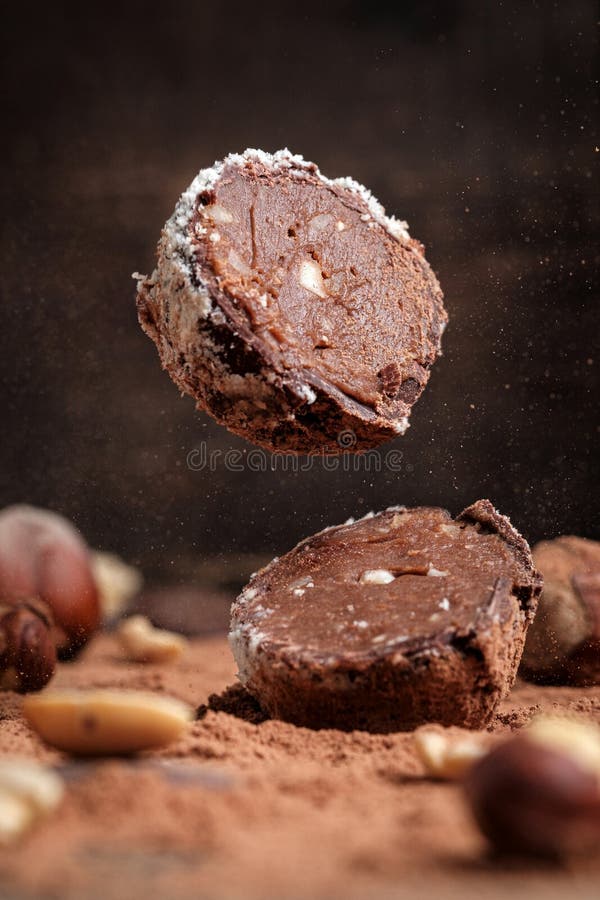 Cocoa Balls, Chocolate Truffle Candies with Nuts. Stock Photo - Image ...