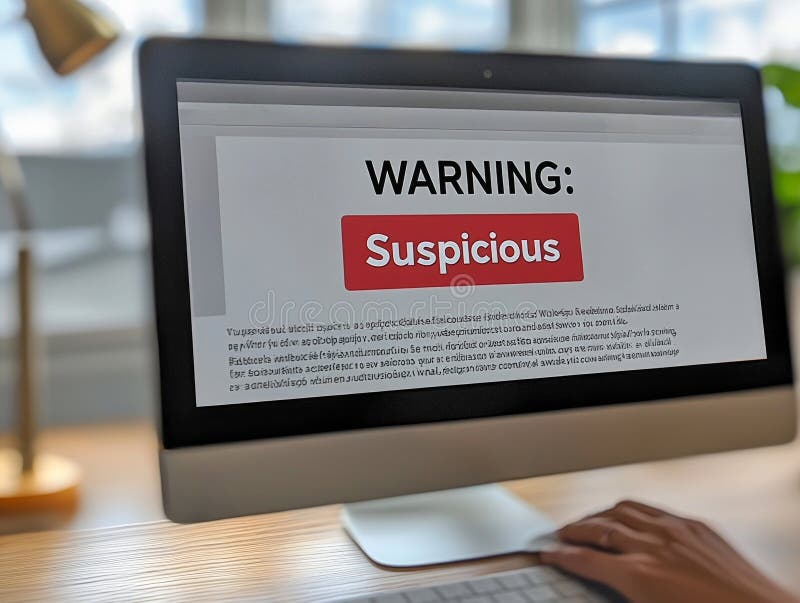 Computer Screen Shows Phishing Email Alert Bold Warning about ...