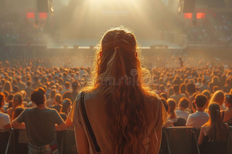 Crowd of People at Concert on Street Back View. Stock Illustration ...