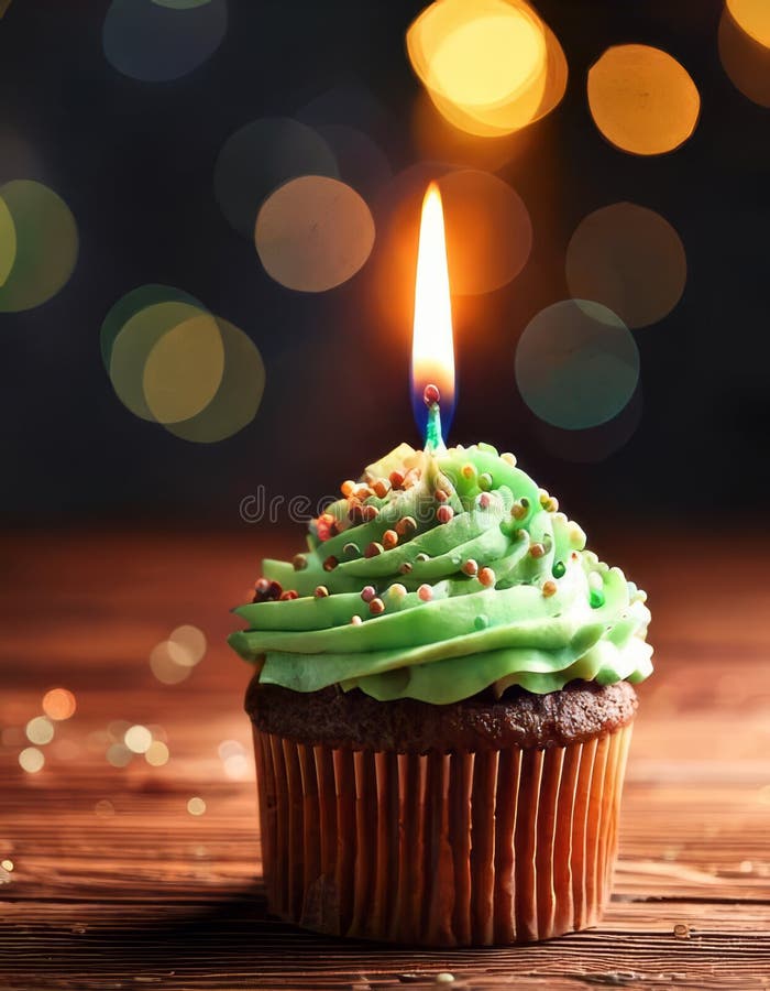 Cupcake with candle stock illustration. Illustration of delicious - 349357667