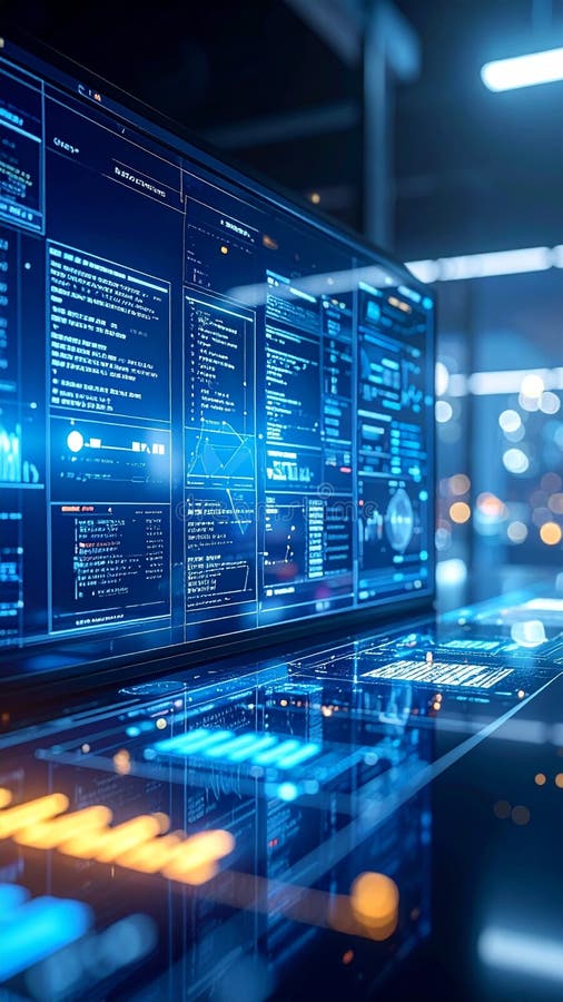 Cybersecurity Monitoring Digital Data Interface System Software Analysis Stock Image - Image of ...