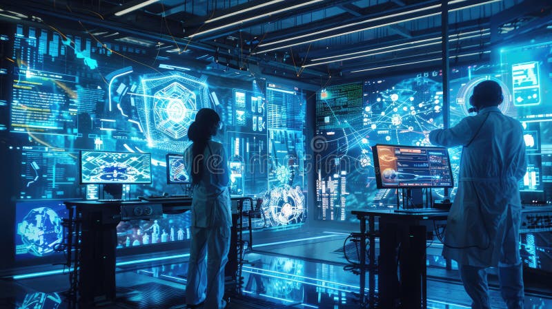 Data Scientists Work in a Modern Laboratory of a Technology Company on ...