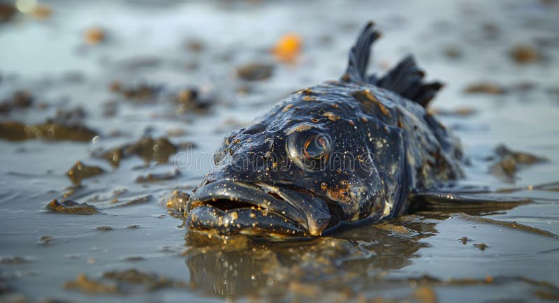 Dead Fish Entangled in Plastic Debris, Lying on Beach, Washed Ashore ...