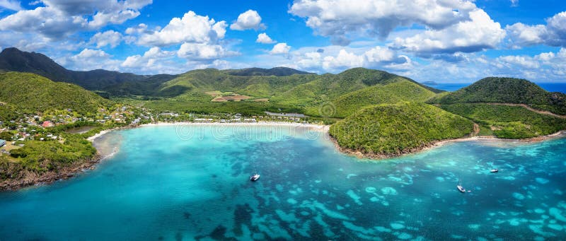 Panoramic Aerial View of Carlisle Bay Beach at Antigua Island Stock ...