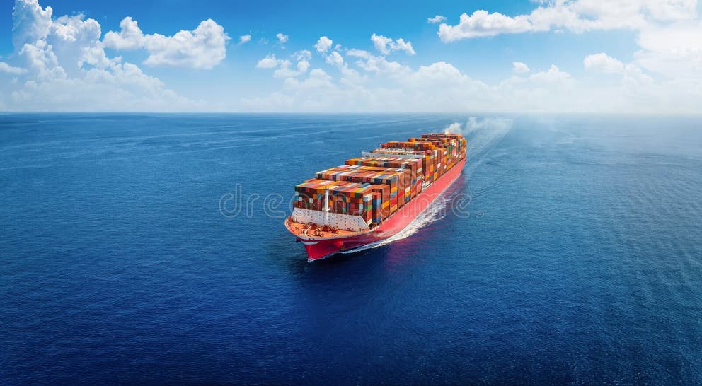Aerial View of a Very Large Container Cargo Ship Stock Photo - Image of ...