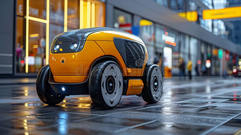 Autonomous Delivery Robot Navigating a Shopping Mall Corridor Stock ...
