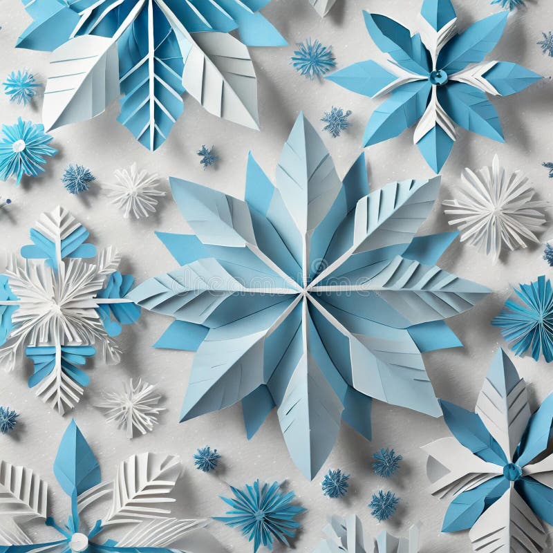 Detailed Light Blue Snowflakes Stock Illustration - Illustration of ...