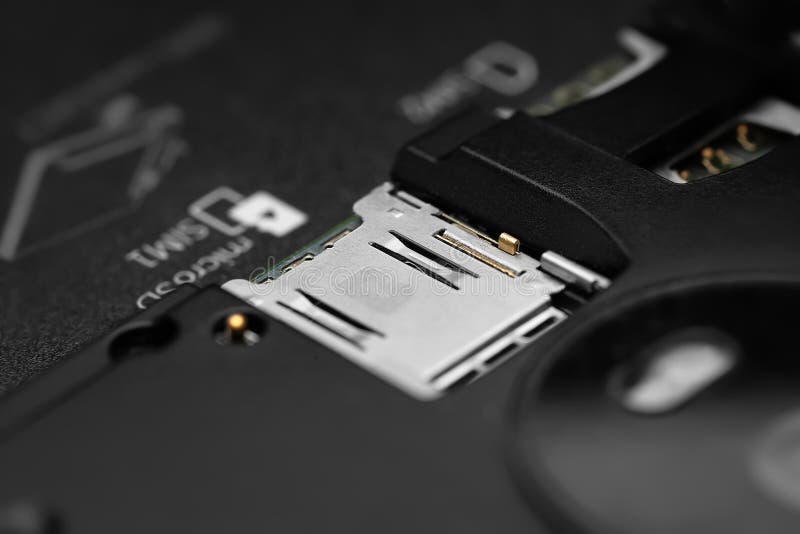 Disassembled Smartphone. Macro Photo of Disassembled Gadget with SIM ...