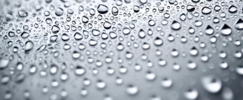 Large Drops of Water on Silver Surface. Raindrops Sparkling Macro ...