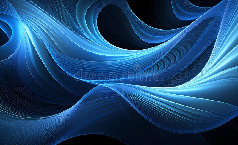 An Innovative Piece of Digital Art Featuring Blue Light Waves and ...