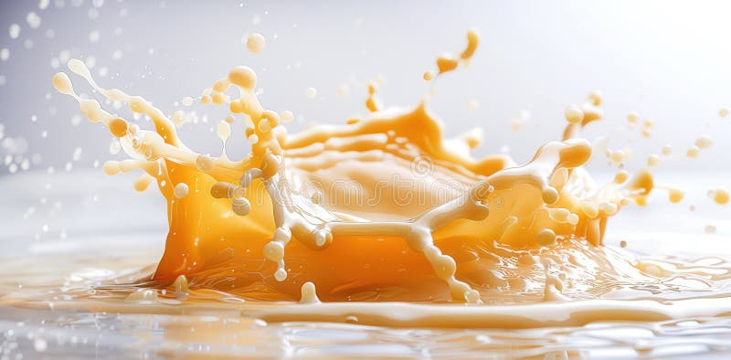 Dynamic Splash of Yellow Water in Air with Drops Hanging Around it ...