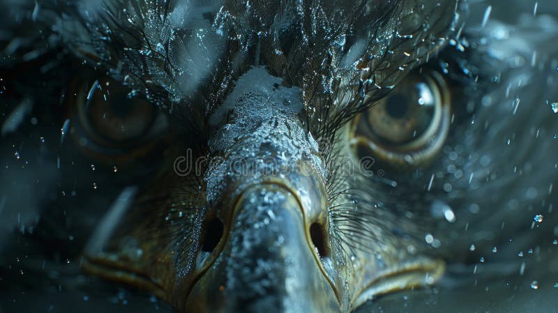 Eagle S Powerful Eye Stares Intently through a Curtain of Raindrops ...