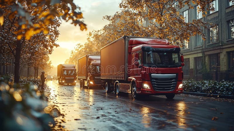 Morning Logistics Operation Coffee Boxes Being Loaded Delivery Trucks ...