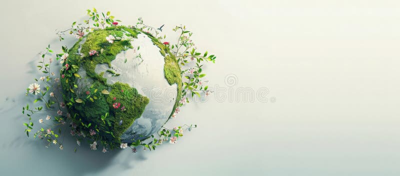 Earth Day Horizontal Background with Copy Space on the Left. Banner for ...