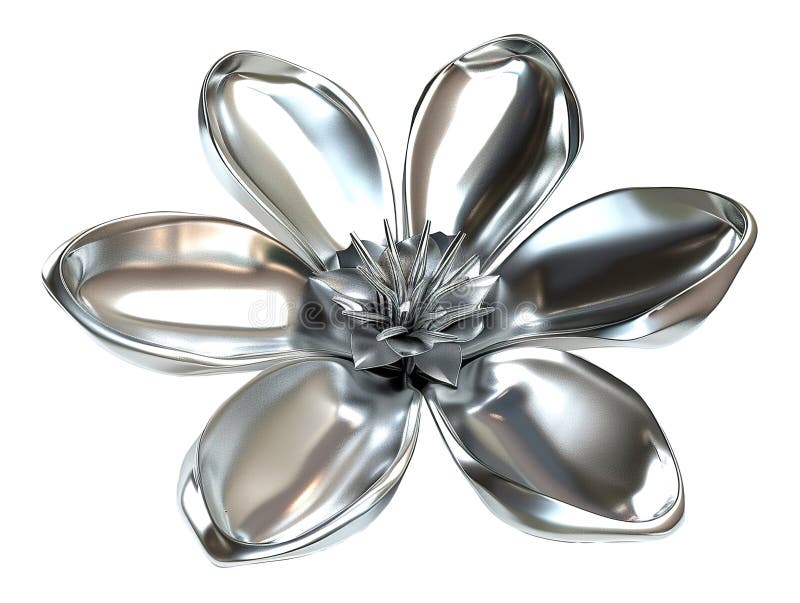 Elegant Metallic, Silver Flower Floating in the Air, Isolated on White ...