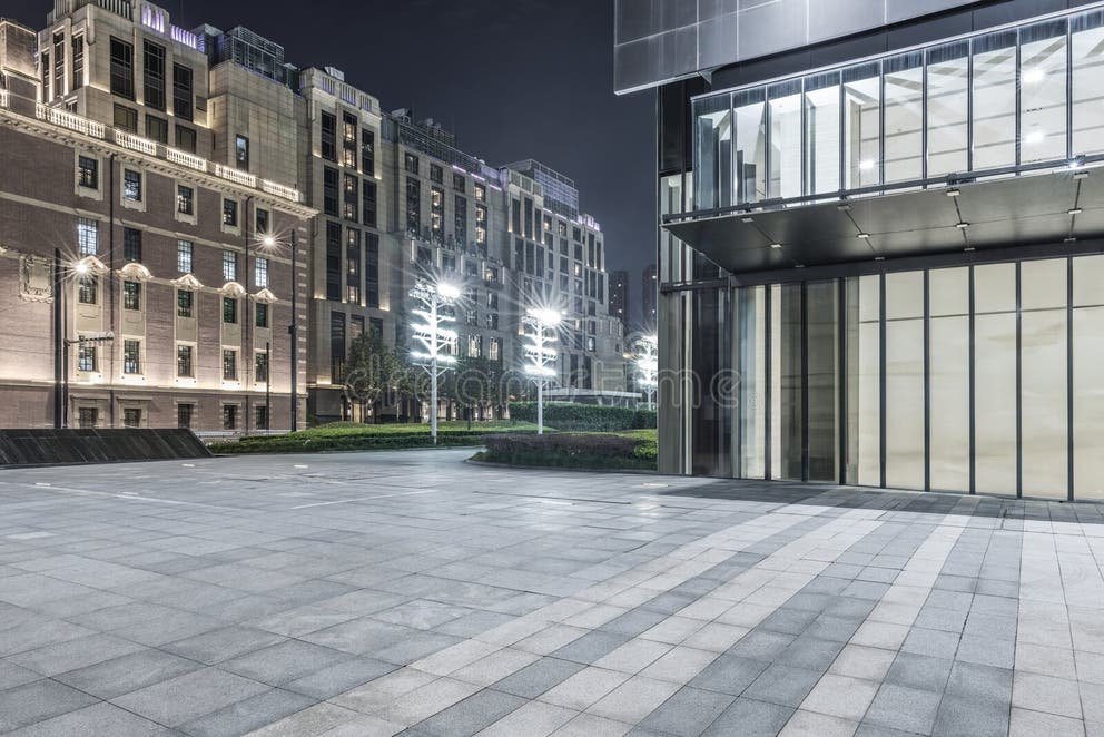 Empty Square Platform and Commercial Building Stock Photo - Image of ...