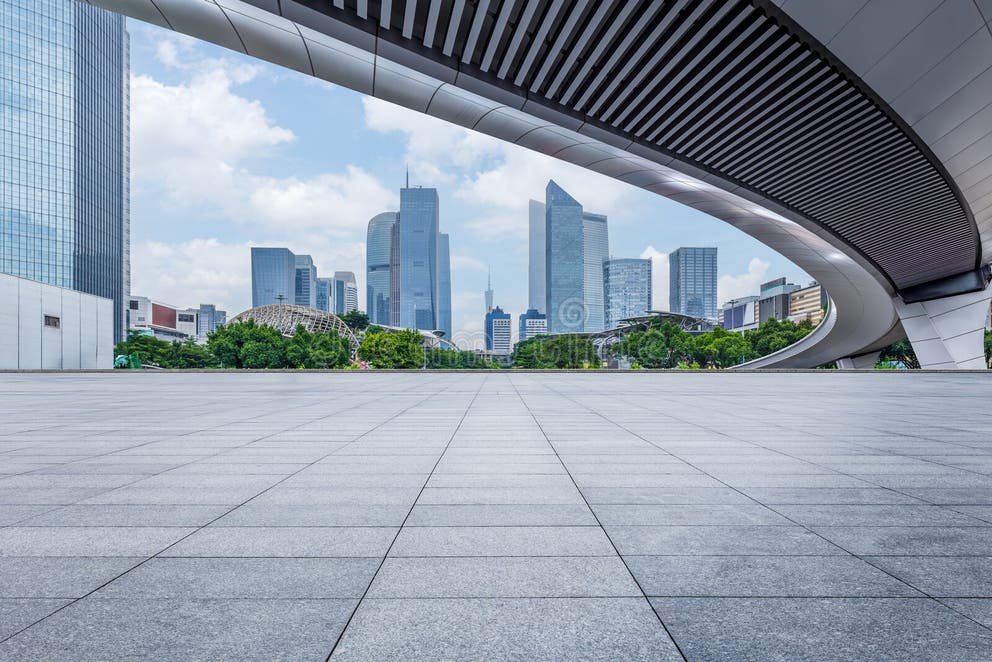 Empty Square Platform and Commercial Building Stock Photo - Image of ...