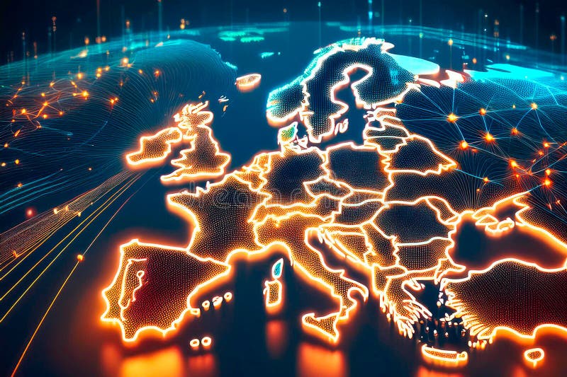 Europe Network and Data Exchange Visualized on a World Map ...