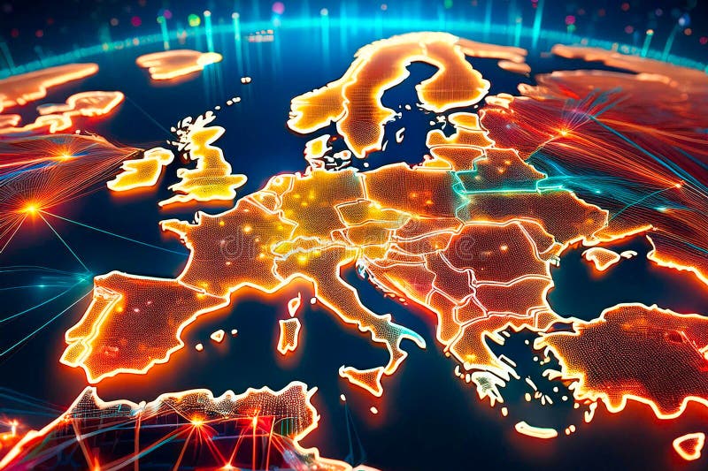Europe Network and Data Exchange Visualized on a World Map ...