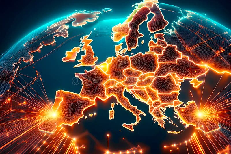 Europe Network and Data Exchange Visualized on a World Map ...