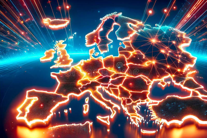 Europe Network and Data Exchange Visualized on a World Map ...