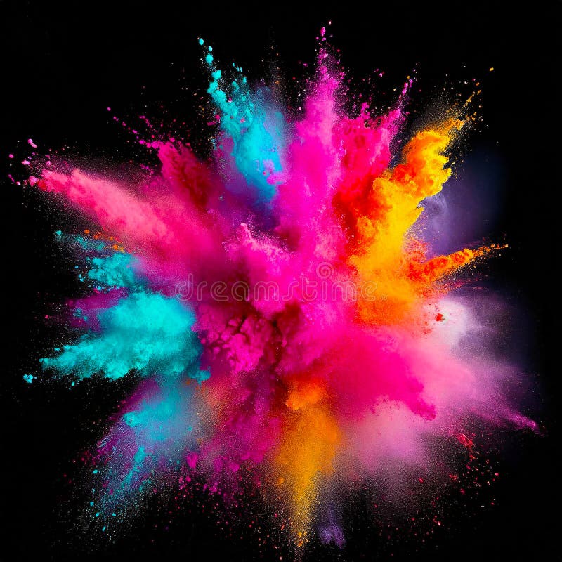 Explosion Splash of Colorful Powder with Freeze Isolated on Black ...