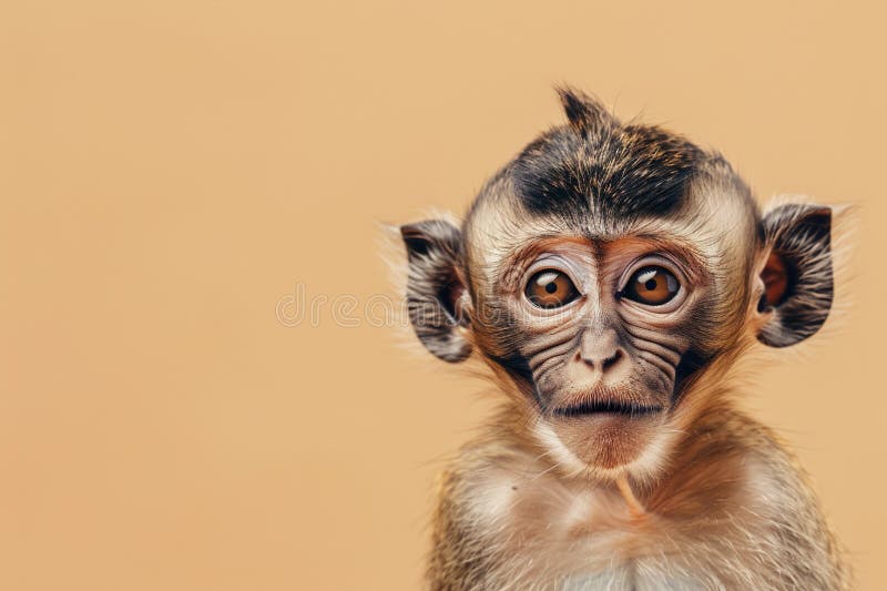 Expressive Monkey with Striking Eyes on a Beige Background, Perfect for ...