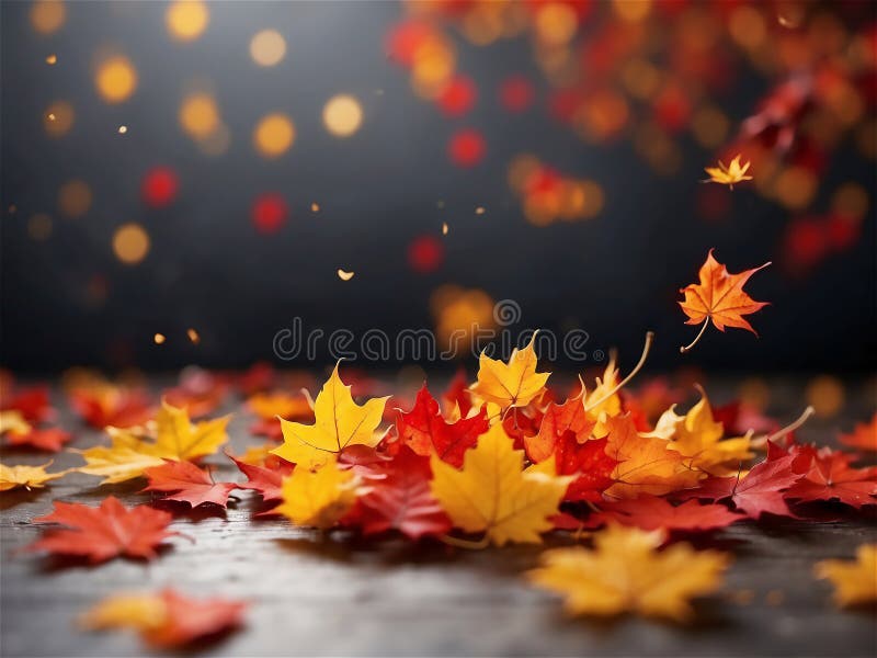 Autumn Horizontal Background with Falling Maple Leaves Stock Image ...